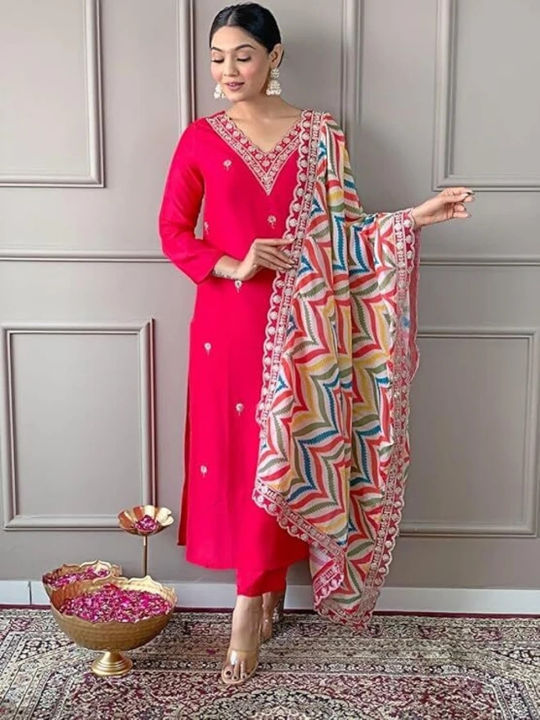 Fabdale Embellished Chanderi Salwar Suit Set with Dupatta | Festive ...