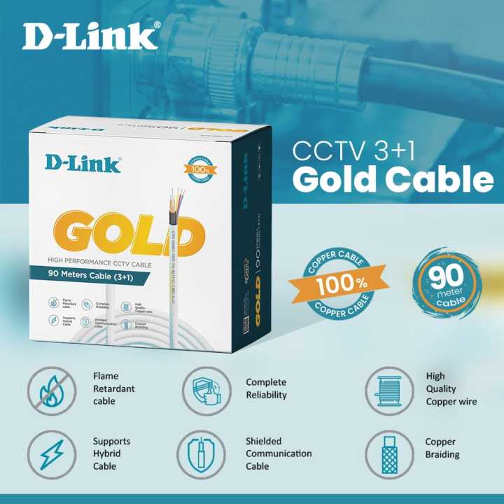 D-link | 3+1 | 100% Copper Gold CCTV Cable | 90m | DCC-CCU-90 | Daraz ...