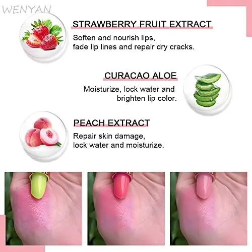 WENYAN 2Pcs Strawberry Lip Color Changing Lipstick Lip Balm Set, Green ...