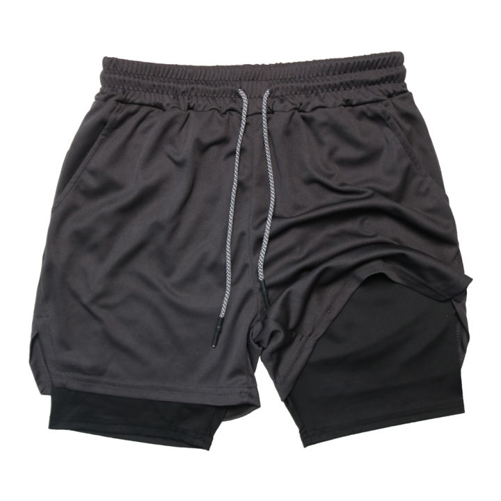 Double Layer Workout Quick Dry Combo 2 Fitness Shorts Fitness Men's ...