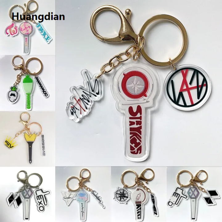 Huangdian Kpop Stray Kids Light Stick Mini Keychain Acrylic Keyring ...