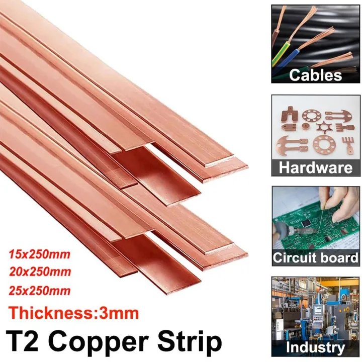 New Thickness 3mm Copper Flat Bar Length 250mm High Purity Copper Bar ...