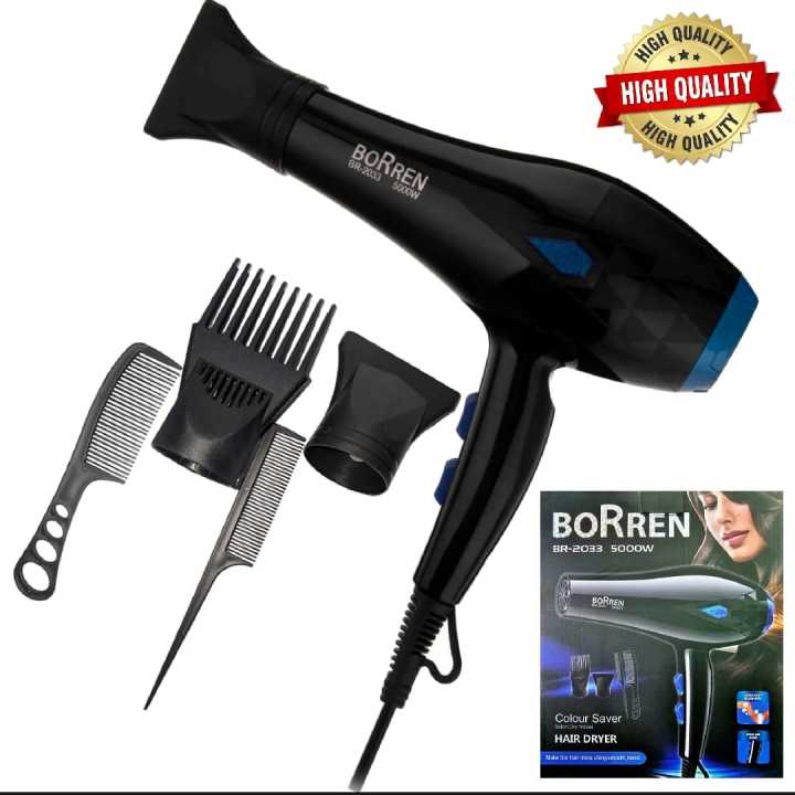 Borren 2033 Dryer Professional 2Speed 2Heat Setting Hair Dryer 5000Watt ...