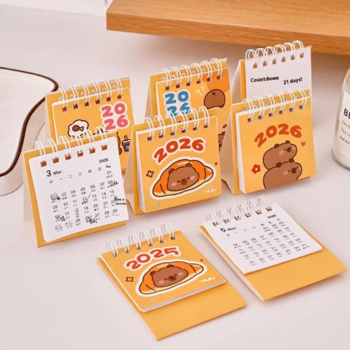 Cute Mini 2026 Desk Calendar Portable Cartoon Office Standing Flip ...