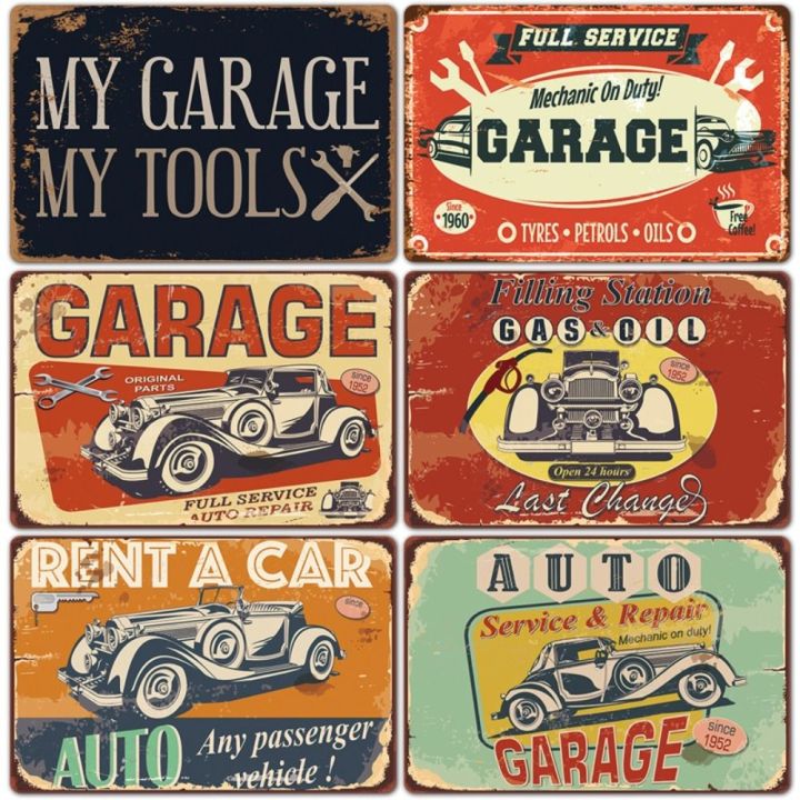 Decorative Vintage Metal Tin Signs Plaque Classic Car Wall Art Decor ...