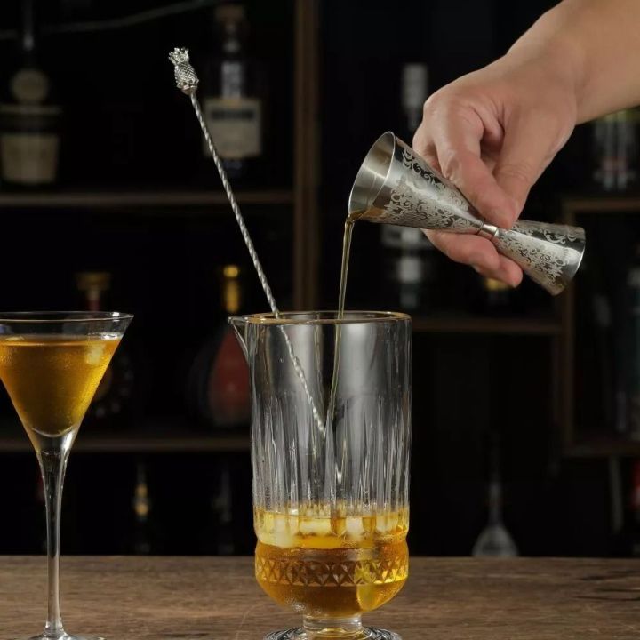 New Carved Cocktail Measuring Cup 30/45ml Stainless Steel Jigger ...