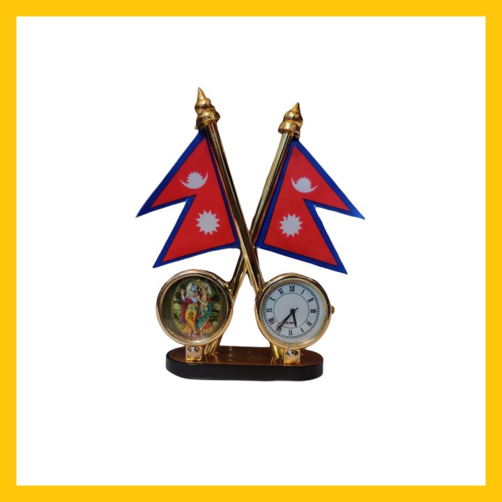 Nepal Flag with Clock for Table and Car by Nepali Store | Daraz.com.np