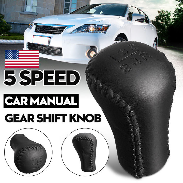 5 Speed Car Manual Gear Shift Knob Head Leather Stitch For Toyota Lexus ...