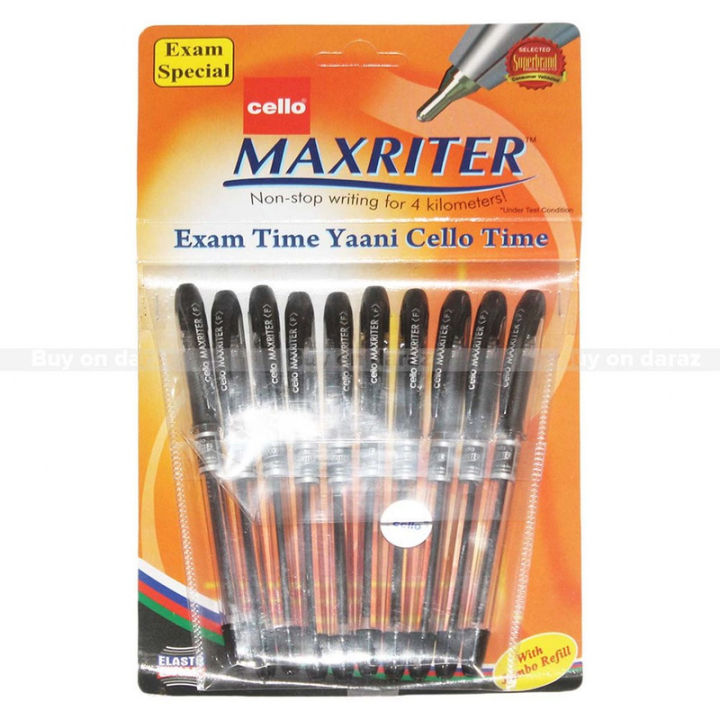 Pack Of 6 Cello Maxriter Black Ball Pen Pack - 10 Pens Per Pack | Daraz ...