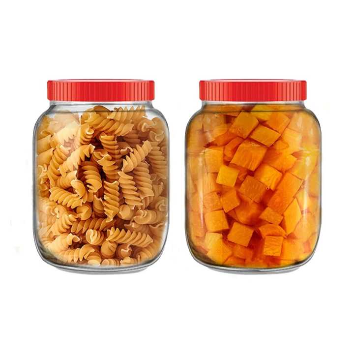 Round Transparent Container Kitchen Storage Glass Jar With Plastic Lid ...