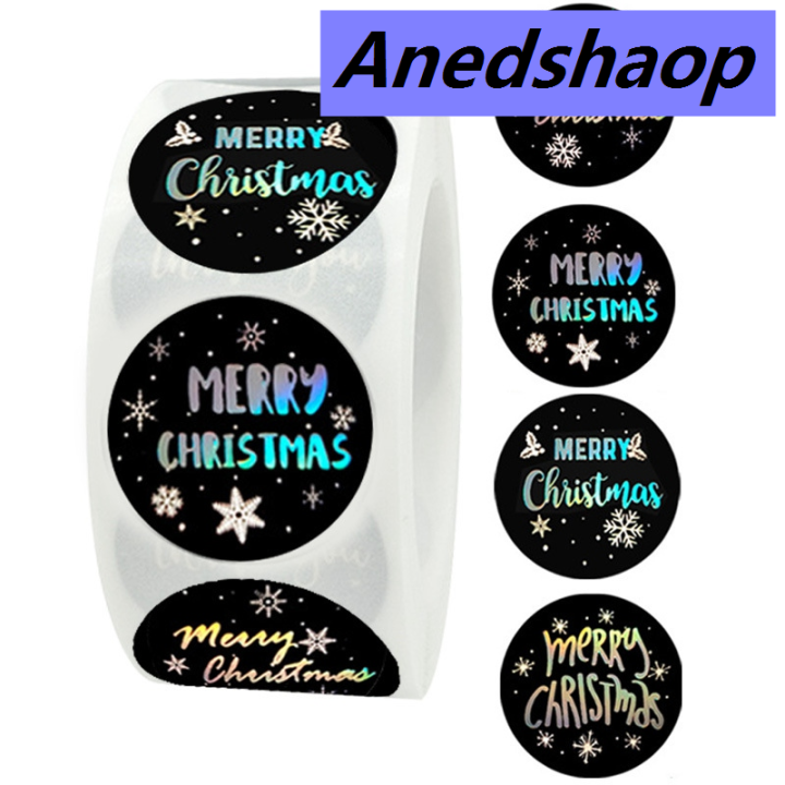 Anedshaop 500pcs 1inch Black Hot Stamping Sticker New Year 2023 Merry ...
