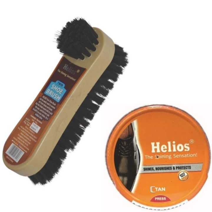 Helios Tan Wax Shoe Polish And Twin Shoe Brush Combo Value Pack | Daraz ...