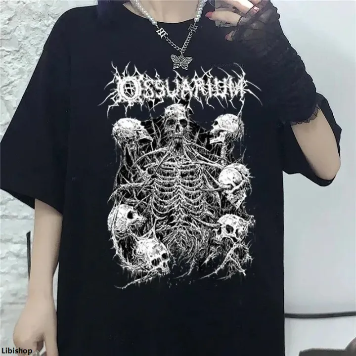 Libishop【2025 Version】 Streetwear Gothic Summer Goth 100% Cotton T ...