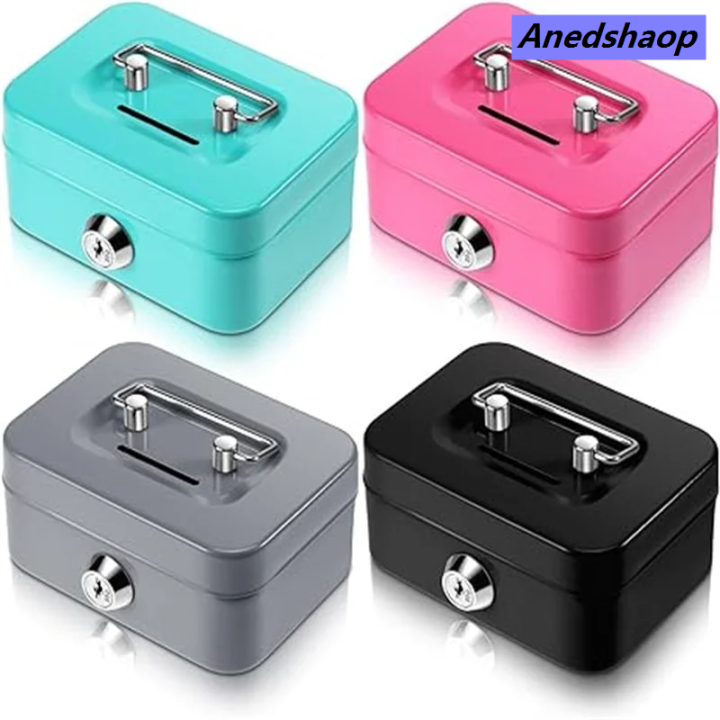 Anedshaop Portable Mini Small Money Safe Box Secure with Lock Keys Slot ...
