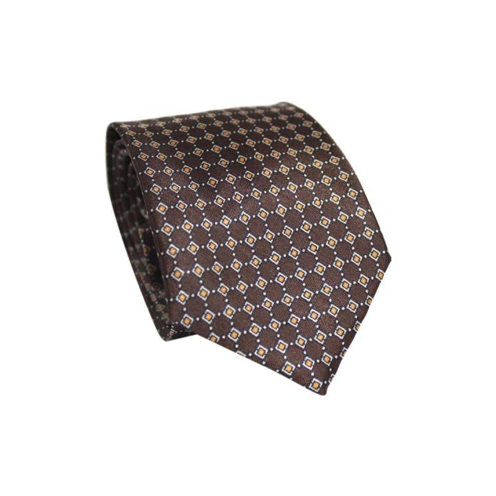 Brown Color Polyester Striped Pattern Design Ascot Neck Tie For Men ...