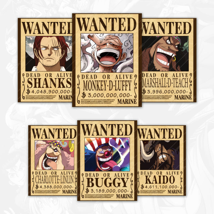 One Piece Anime 4 Emperors Yonko Bounty Wanted Poster Set Monkey D ...