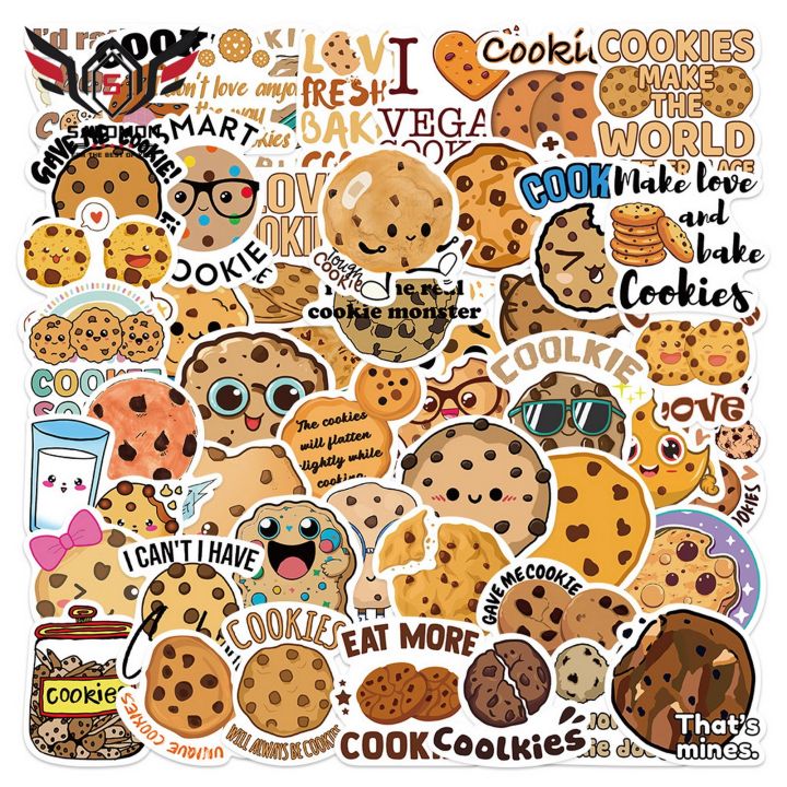 50Pcs Stationery Stickers Cartoon Cookies Stickers Waterproof Durable ...