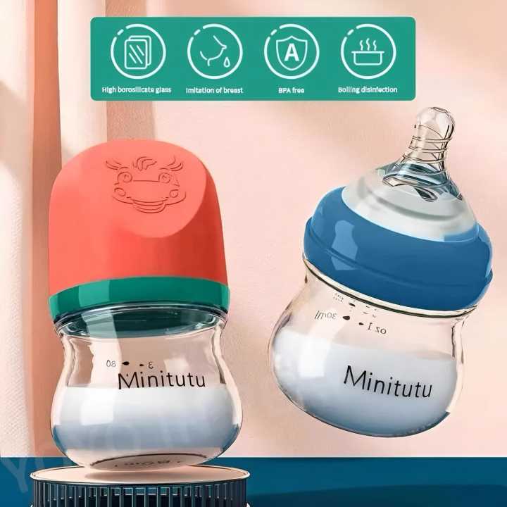 Minitutu New Born Glass Milk Fedding Bottle 160ml | Daraz.com.np