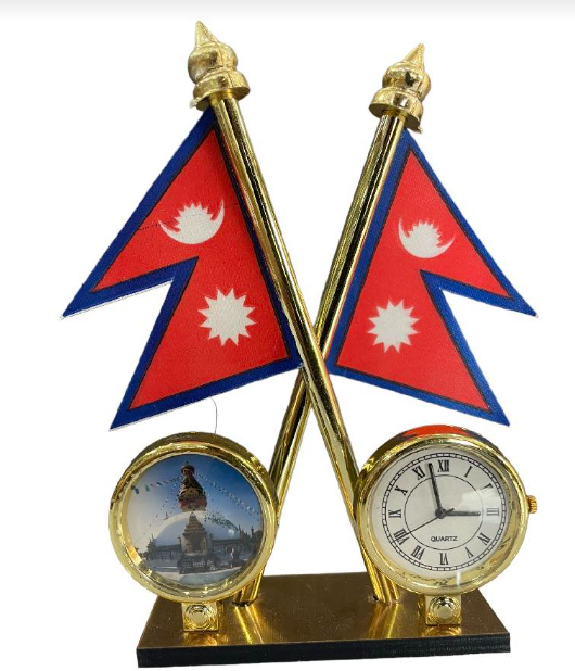 Nepal Flag With Clock And Swoyambhu For Car Dashboard | Daraz.com.np