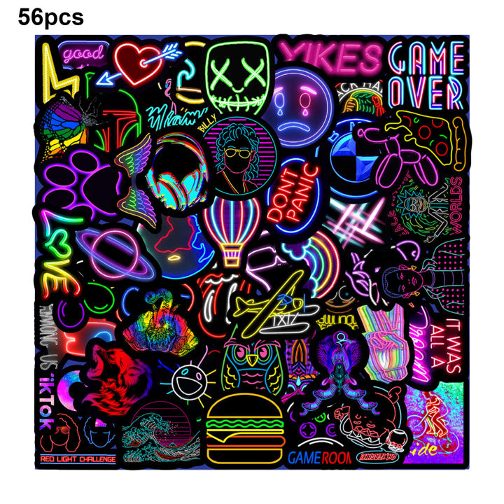 50Pcs Neon Light Sticker Waterproof Reusable DIY Car Guitar Motorcycle ...