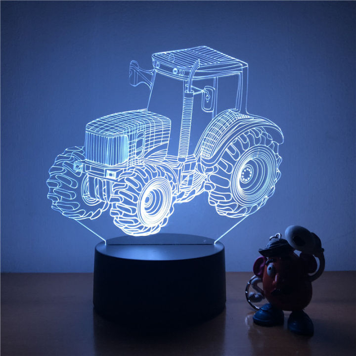 NEW 【Innovative design】3D Lamp LED Night Light Large Tire Farm Tractor ...