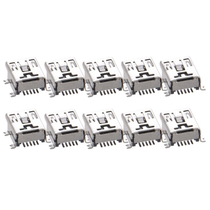 ARELENE 10 Pcs Mini USB Type B Female Port 5-Pin 180 Degree SMD SMT PCB ...