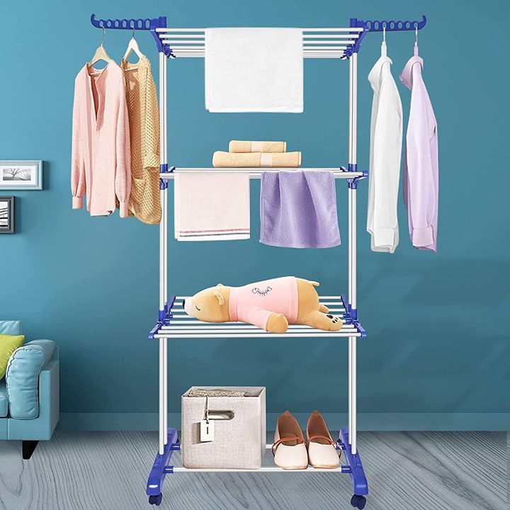 Premium Folding Clothes Drying Rack: 3 Tier Clothes Rail - Stainless Steel Laundry Garment Dryer ...