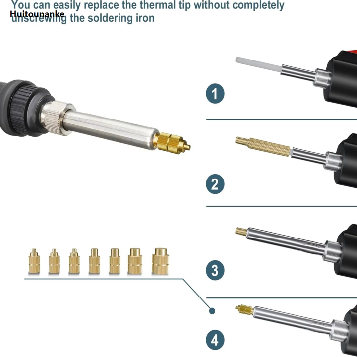 Huitounanke Heat Set Insert Soldering Iron Tip Head M2 M2.5 M3 M4 M5 M6 ...