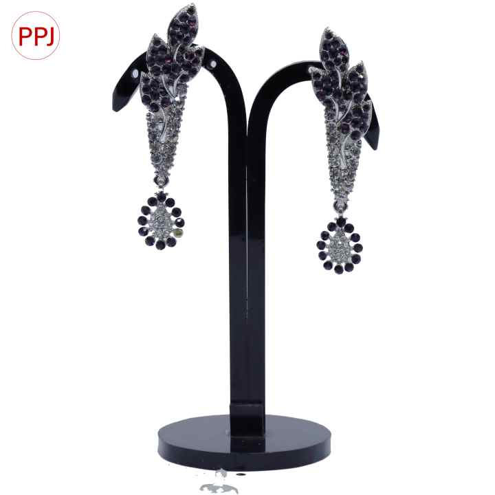 Ppj Collection Shantee Gold Plated Classic Purple And White Earring For ...