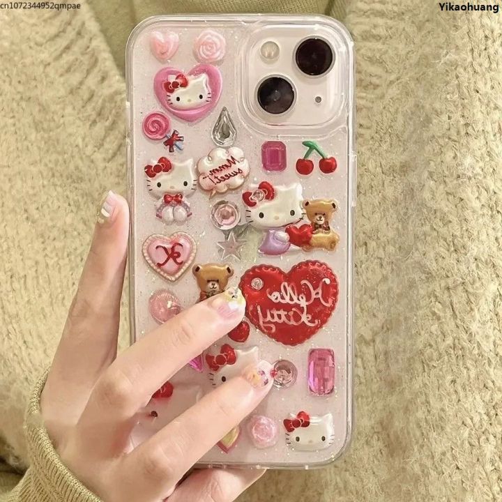 NEW Yikaohuang3D Sanrio Hello Kitty Sticker Glitter Phone Case for ...