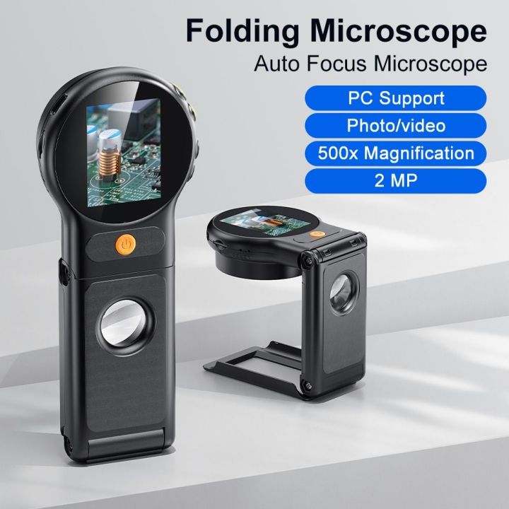 High Quality Autofocus Folding Digital Microscope 8 LED Lights 2Inch ...