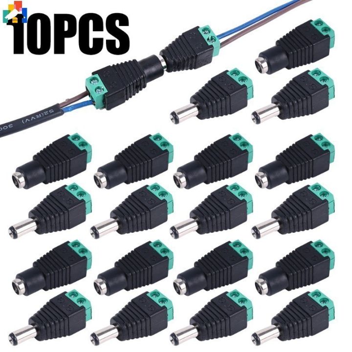 10Pcs Female/ Male DC Connectors 2.1x5.5mm Power Plug Adapter Jacks ...