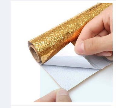 M Aluminium Foil Sticker Roll Golden For Kitchen Walls Cabinets Drawers ...
