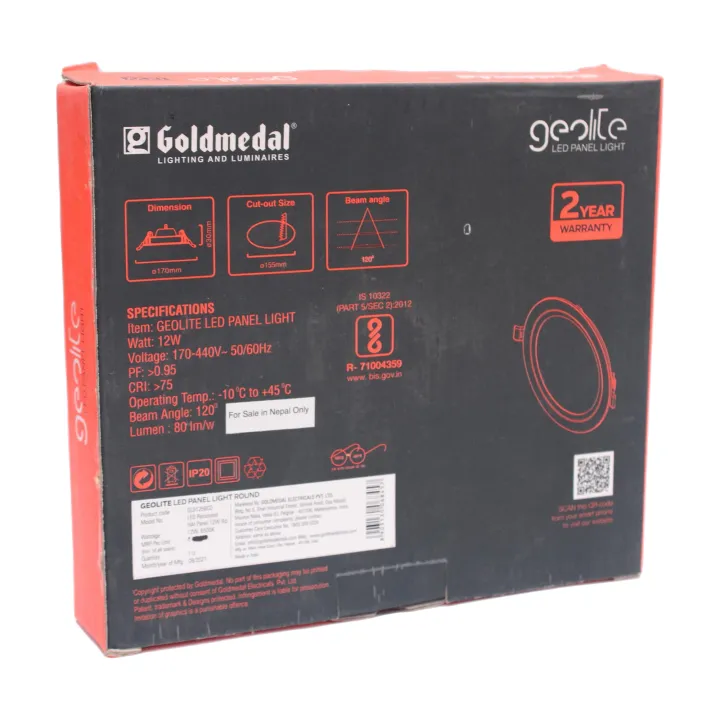 Geolight Led Panel Light - Ac - 12W Round Daylight | Daraz.com.np