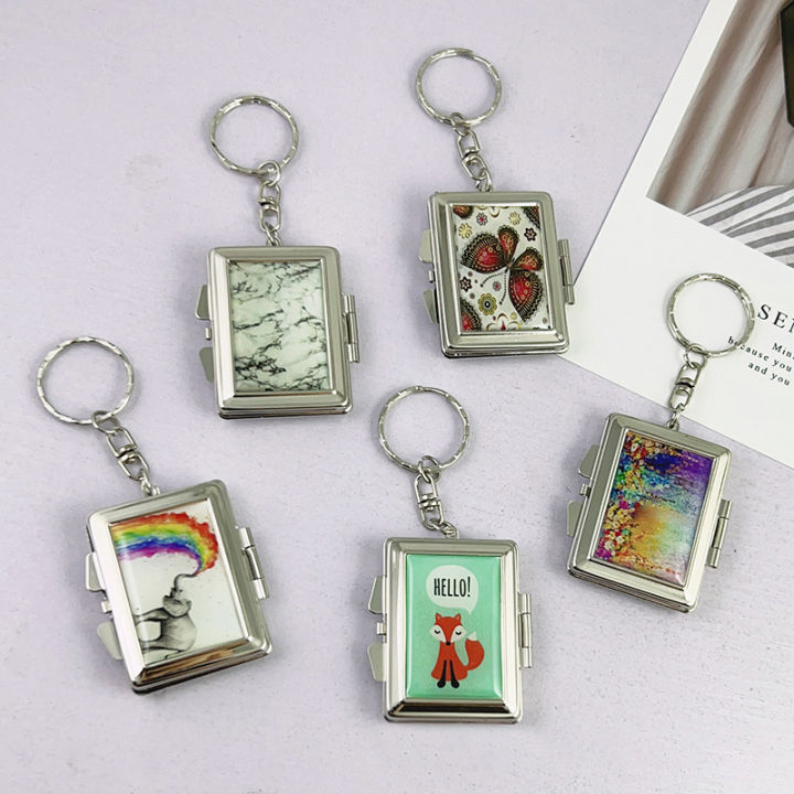 Rectangular Metal Photo Frame Keychain, Can Hold Photo Mirror Keychain ...