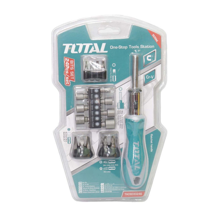 TOTAL Bits Set 24 Pcs Wth Ratchet Handle (TACSD30246) | Daraz.com.np