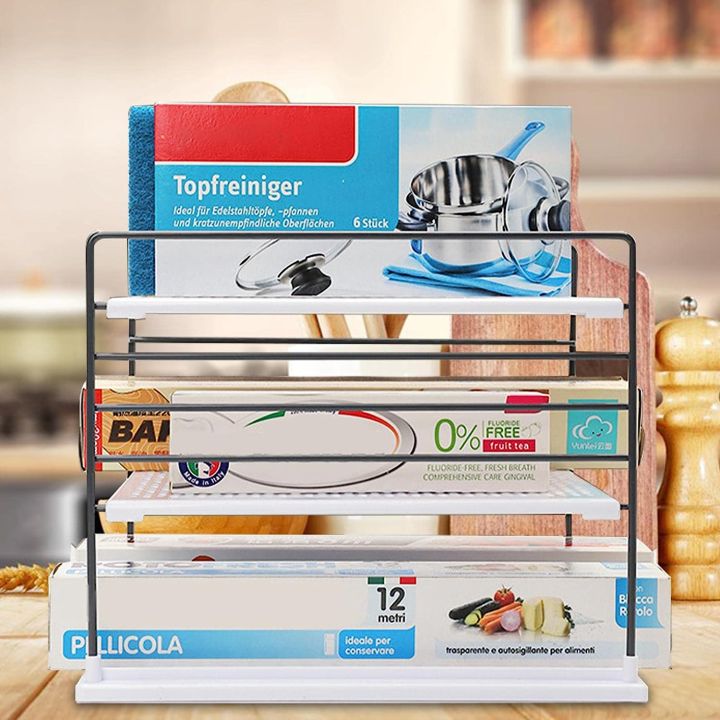 3 Layer Kitchen Foil Wrap Organizer Folding Storage Rack | Daraz.com.np