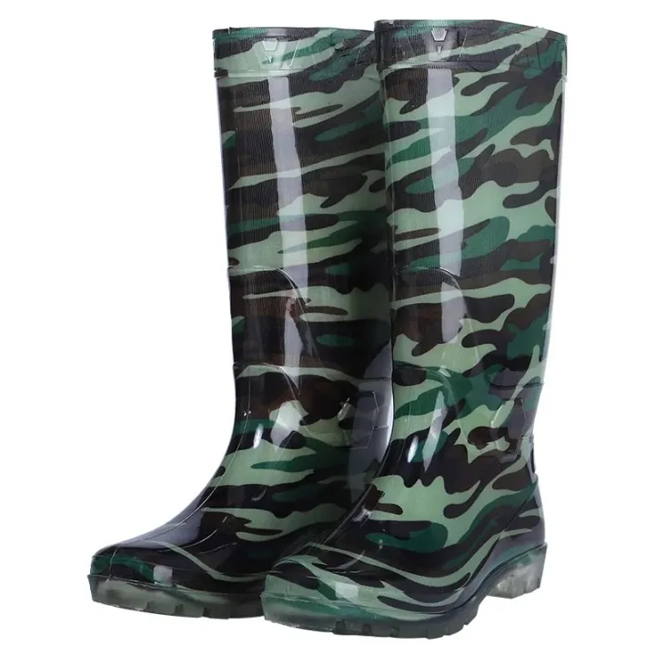 Long Waterproof Monsoon Gumboot / Rainboot For Men - Army Green ...
