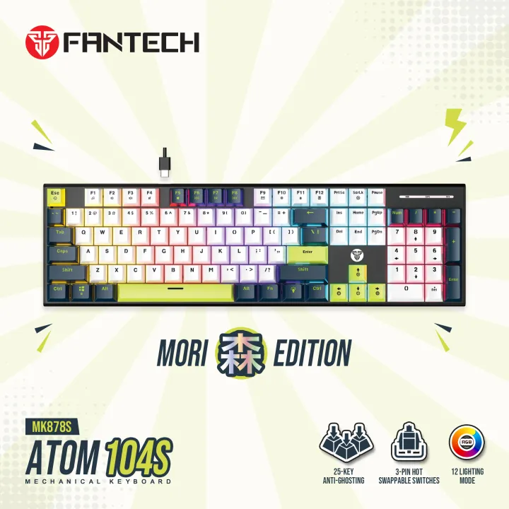 FANTECH ATOM104S MK878S MORI Mechanical Wired Keyboard-WHITE | Daraz.com.np