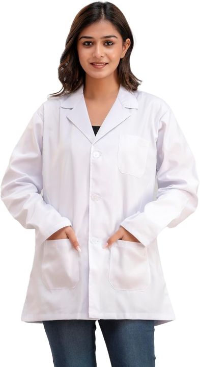 Unisex White Coat / Apron / Lab Coat / Laboratories / Chemistry with 3 ...