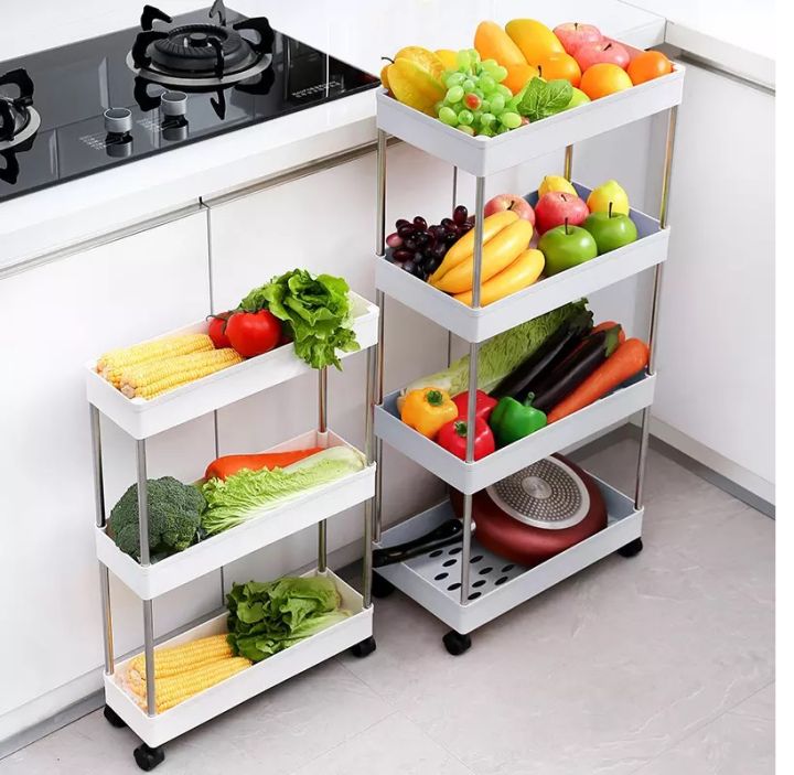 4 Tier Slim Storage Cart Mobile Shelving Unit Organizer Slide Out ...