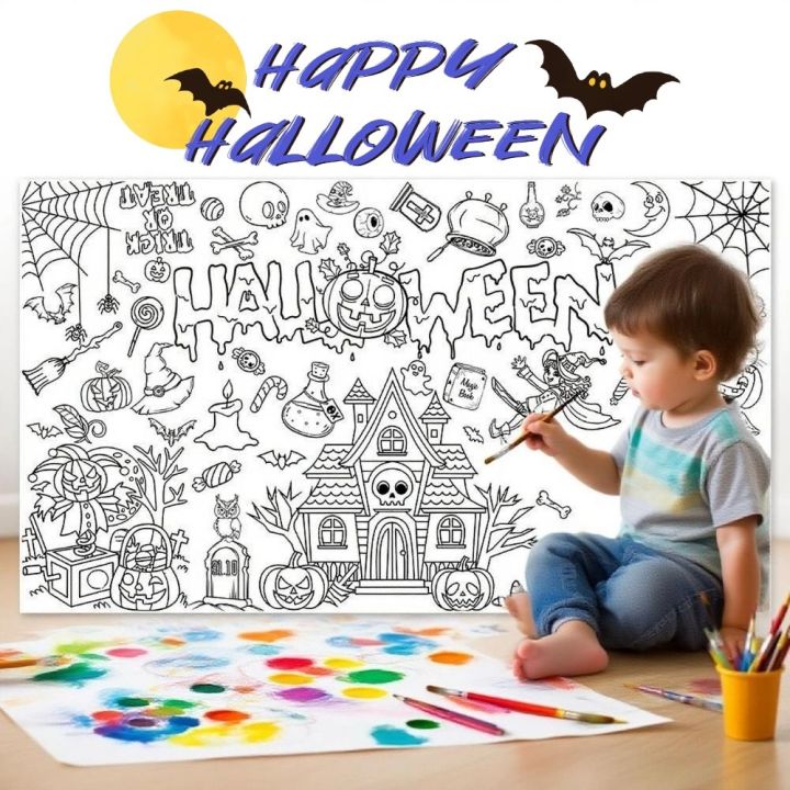 Party Supplies Creative Halloween Graffiti Tablecloth Cartoon DIY ...
