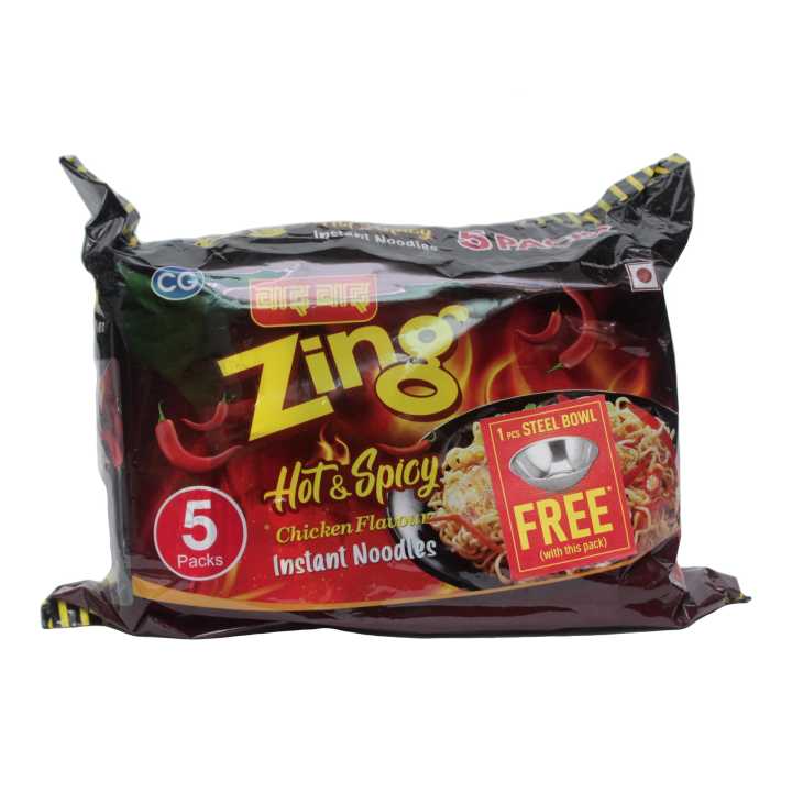 Wai Wai Zing Hot & Spicy Chicken Flavoured Instant Noodle ,70g X 5 ...