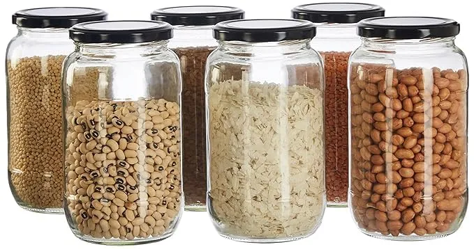 MM Glass Jar Containers Container Set of 6 for Kitchen Storage – 1000 ...