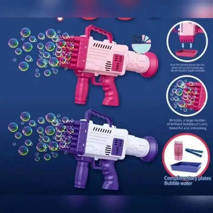 36 Hole Bazooka Bubble Blower Gun Toy With Light And Fan, Strong Wind ...