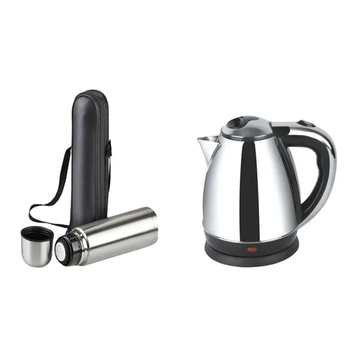 Pack Of Stainless Steel Thermos Bottle 1 Liter + 2 Liter Electric Kettle | Daraz.com.np