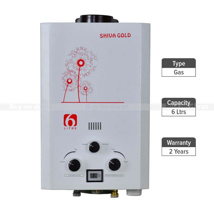 Shiva Gold 6 Ltr. Gas Geyser Double Relay | Daraz.com.np