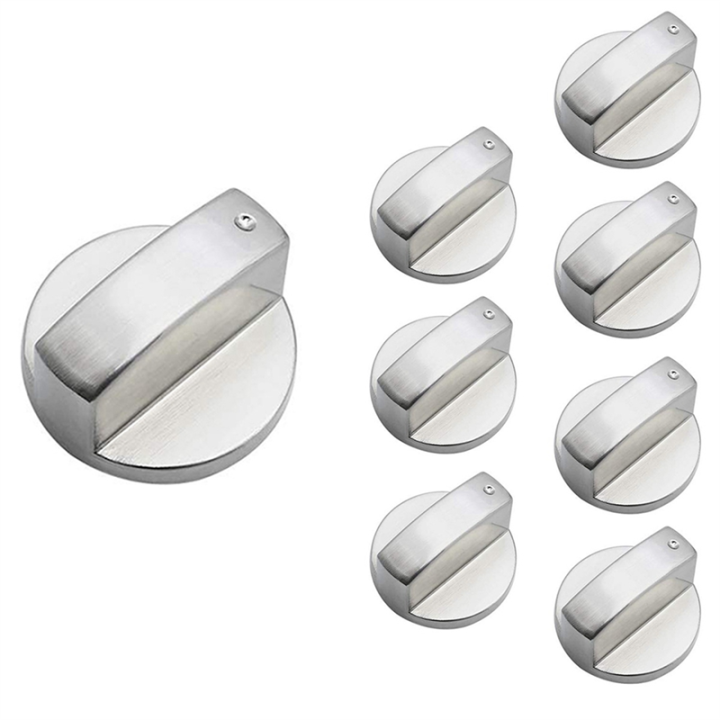 8 PCS Metal Silver Gas Stove Cooker Knobs Adapter Oven Switch Cooking ...