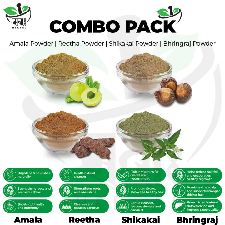 Combo Pack of Amala Powder + Reetha Powder + Shikakai Powder ...