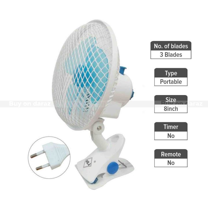 3 In 1 Angle/Adjustment 2 Speed Desk/Clip/Wall Fan (8 Inch) Hj-180 ...